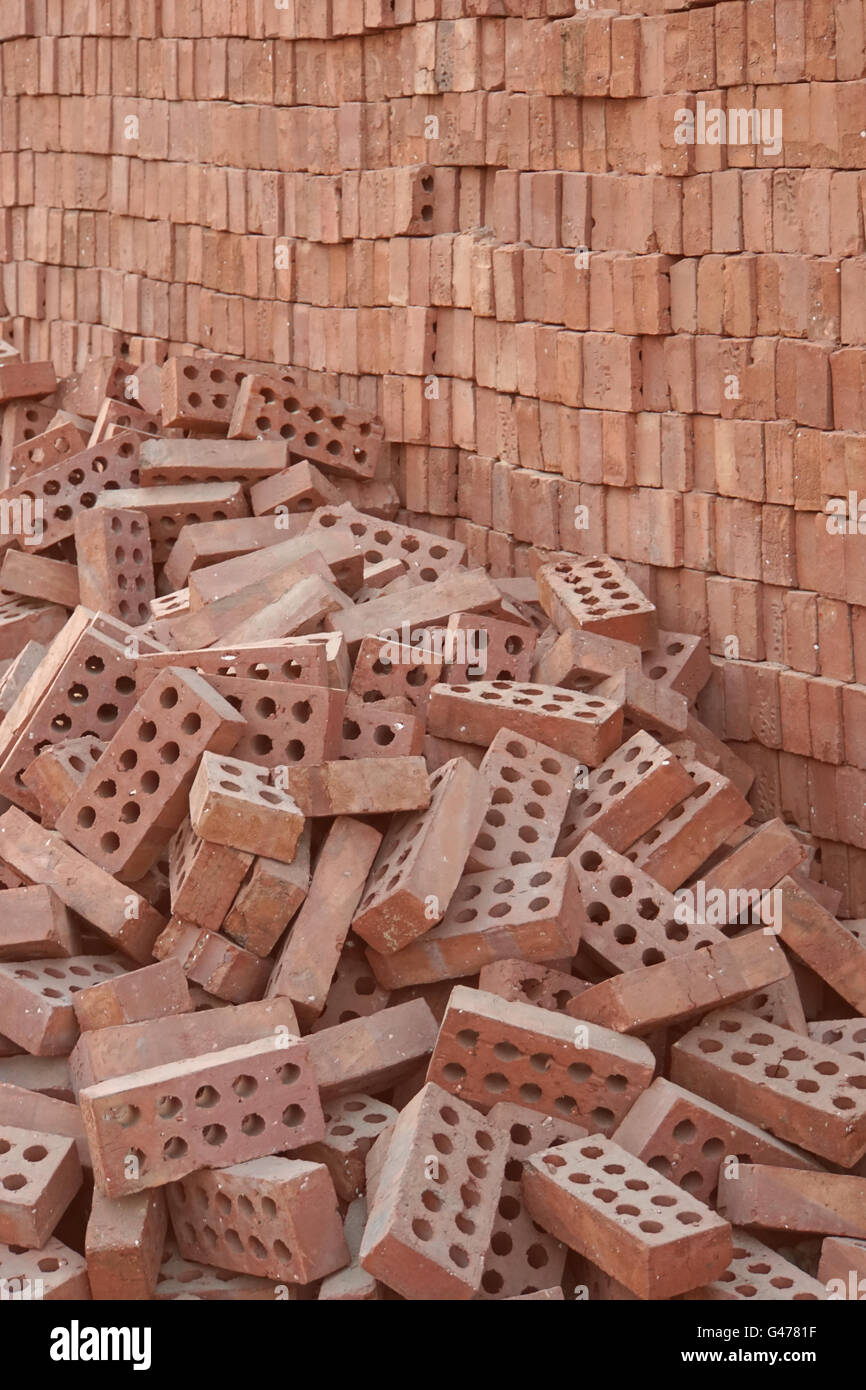 lots of bricks for building in wall in egypt Stock Photo - Alamy