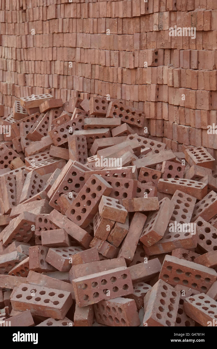 lots of bricks for building in wall in egypt Stock Photo - Alamy