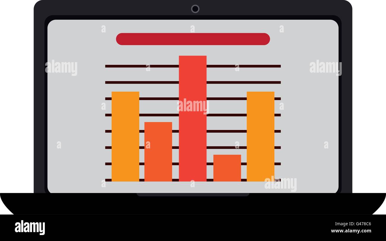 laptop with bar graph , Vector illustration Stock Vector Image & Art ...