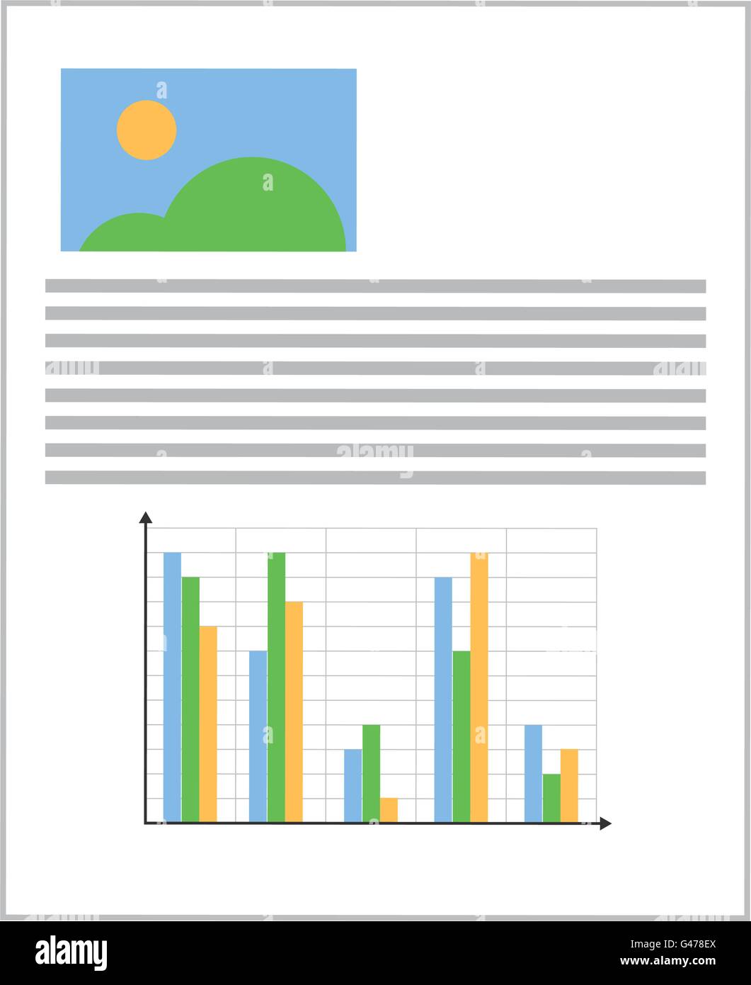 paper with graph and picture , Vector illustration Stock Vector Image ...
