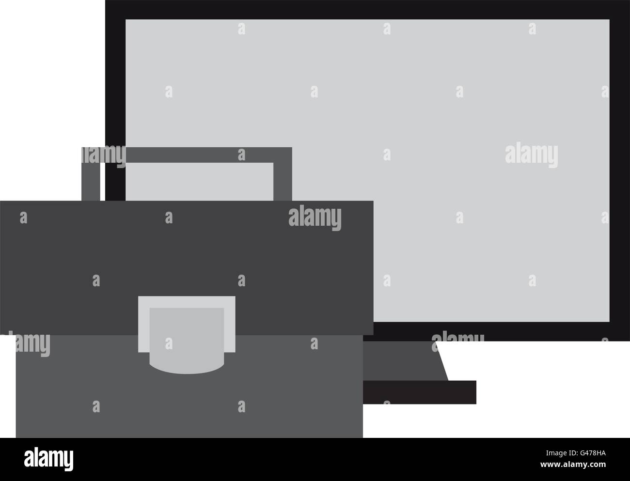 briefcase and computer monitor , Vector illustration Stock Vector Image ...