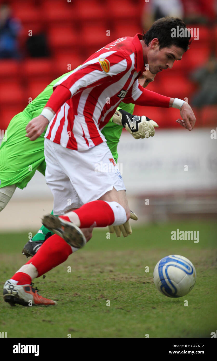 Ranger's Kyle Lafferty scores the first goal during the Clydesdale Bank ...