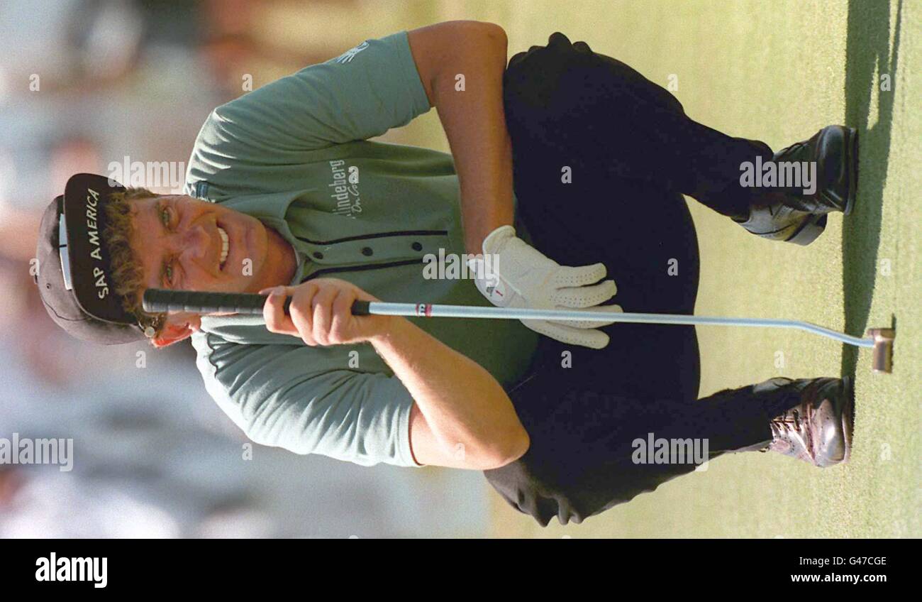 Sweden's Jesper Parnevik lines up a put on the 16th green during today ...