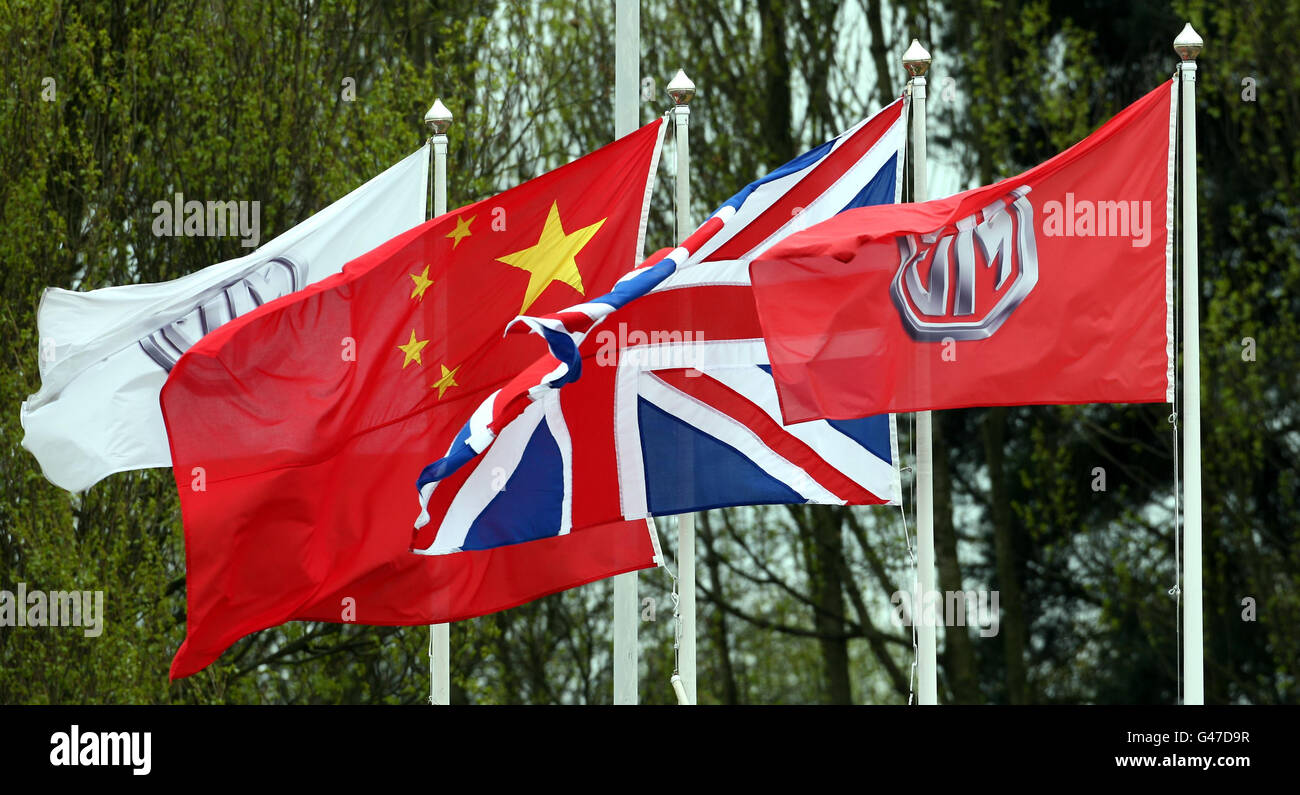 The Union flag, Chinese flag and the MG standards fly as the first new ...