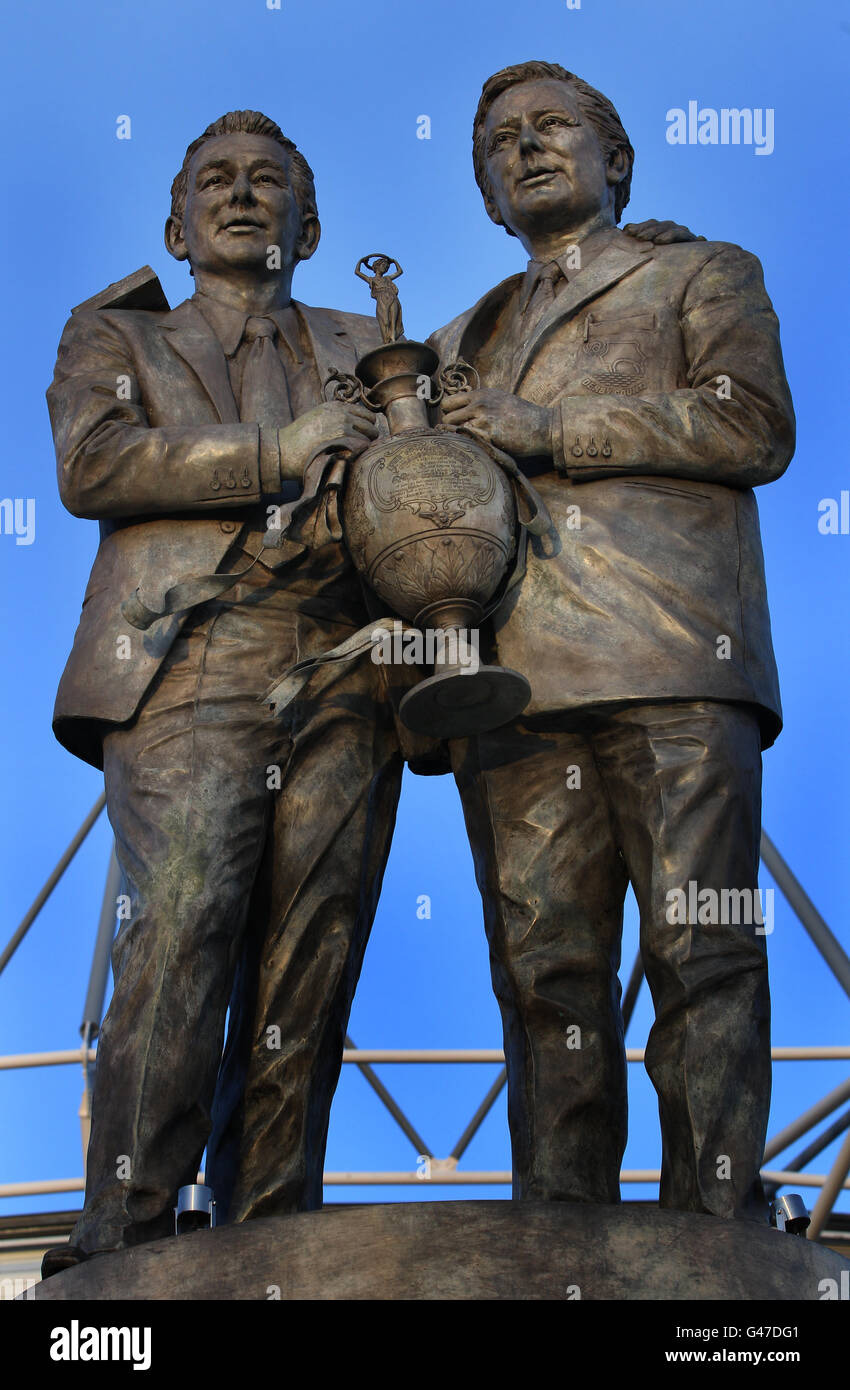 Derby County Manager Brian Clough and Peter Taylor satue outside Pride ...