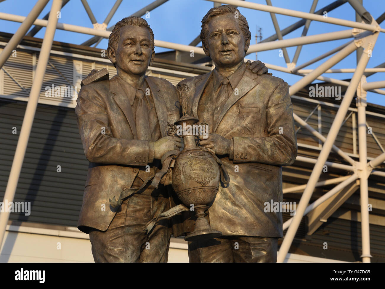 Derby County Manager Brian Clough and Peter Taylor satue outside Pride ...