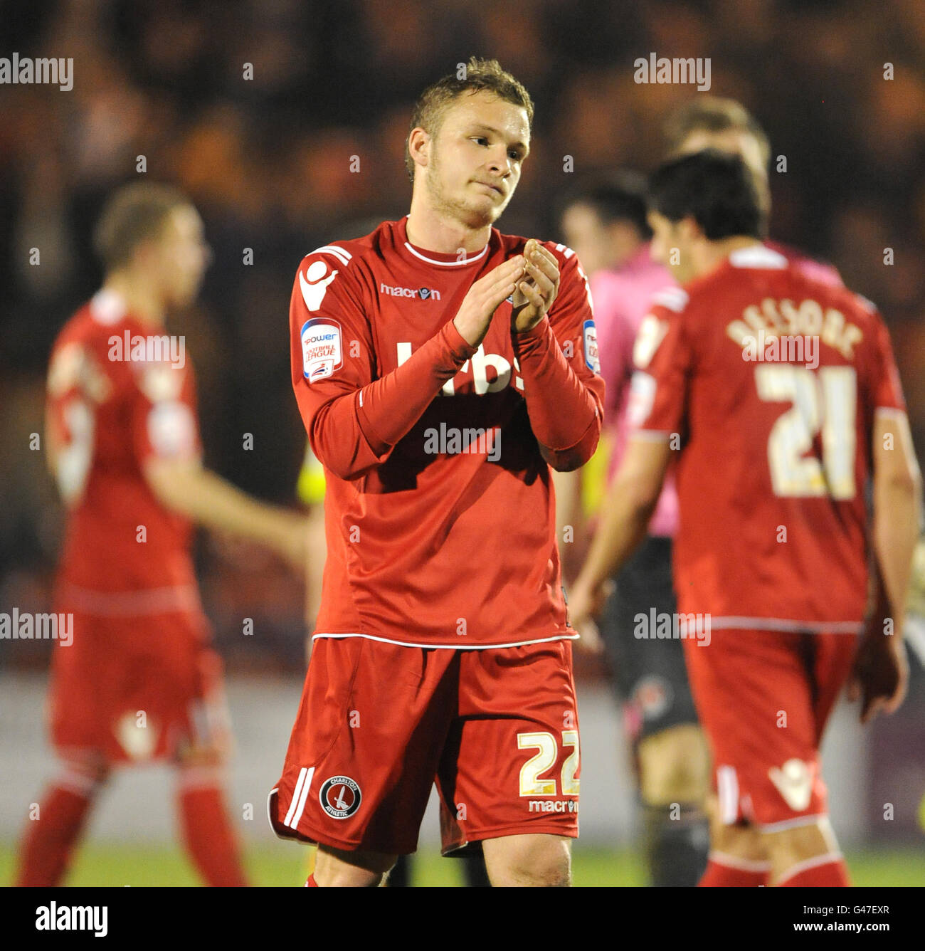 Charlton Athletic's Dean Parrett shows his dejection after the final ...