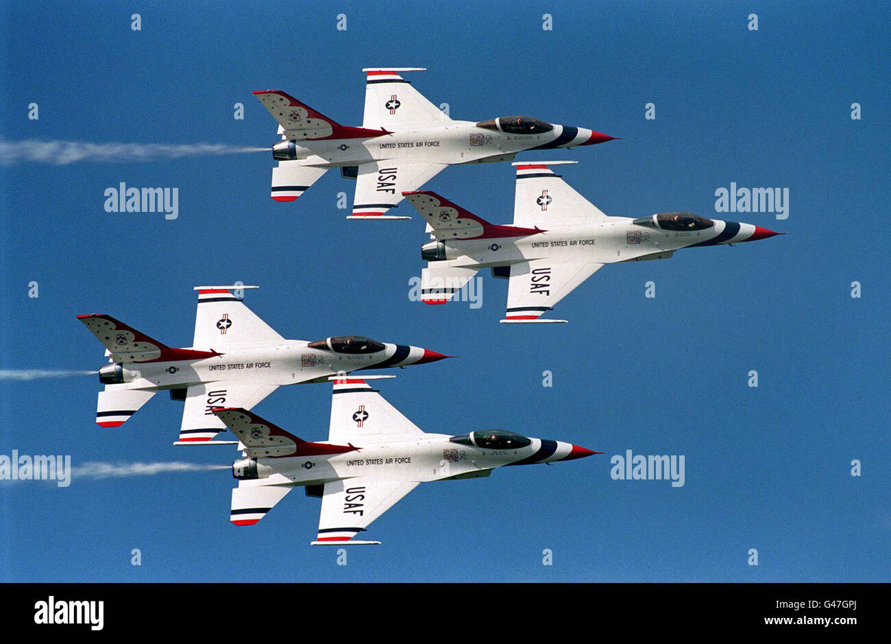 The U.S. Air Force Demonstration Squadron "Thunderbirds" perform at the ...