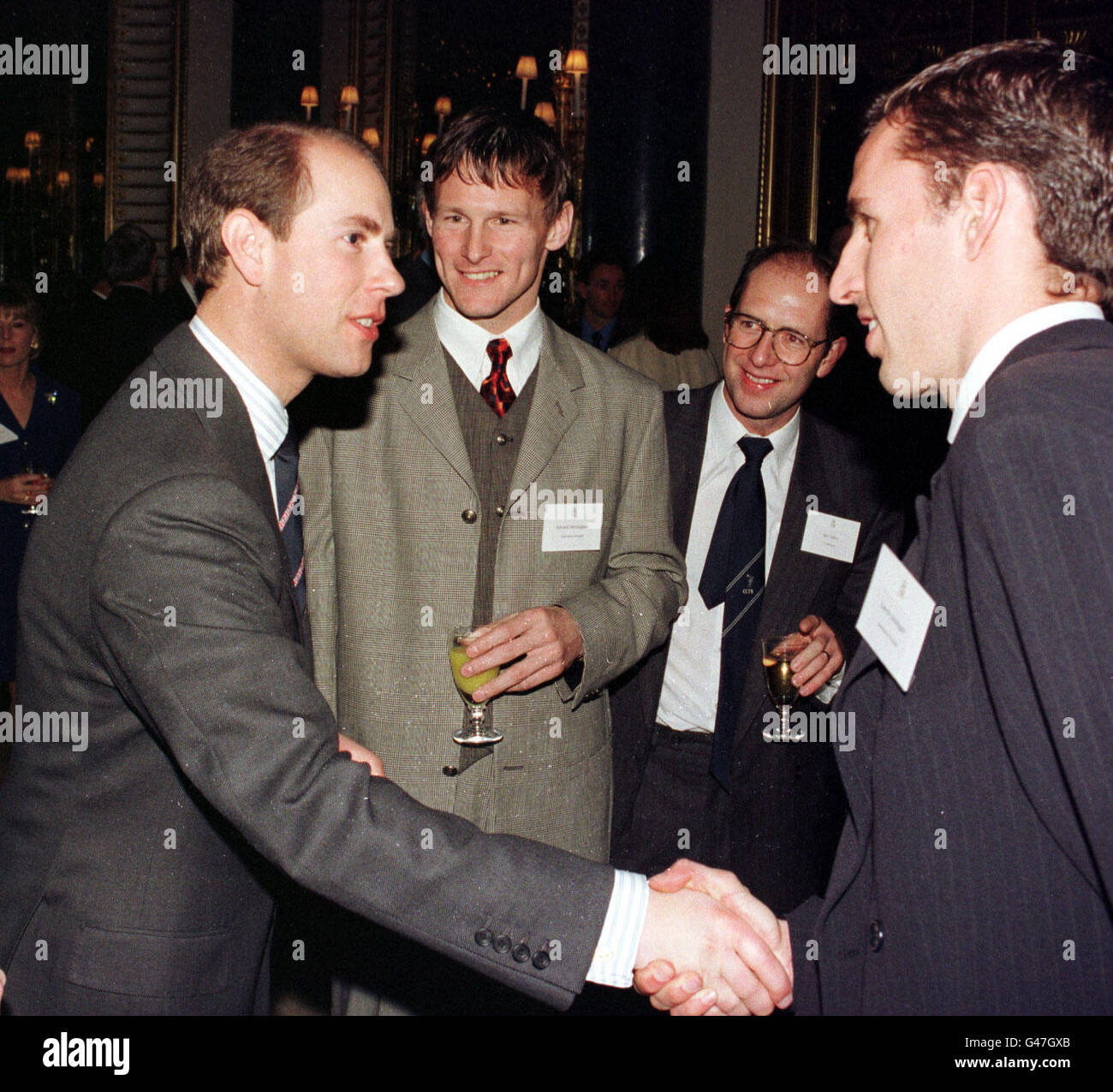 PRINCE EDWARD MEETS ASTON VILLA FOOTBALLER GARTH SOUTHGATE WATCHED BY ...