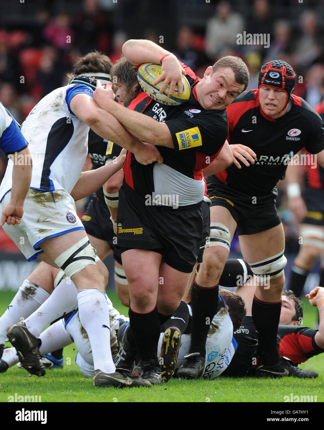 Rugby union aviva premiership saracens v bath vicarage road hi-res ...