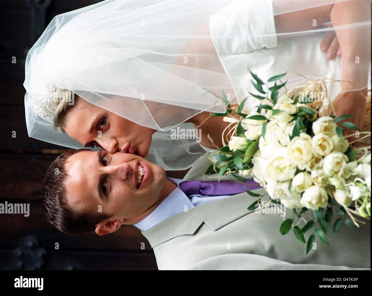 England footballer Gareth Southgate with his bride Alison Bird after ...