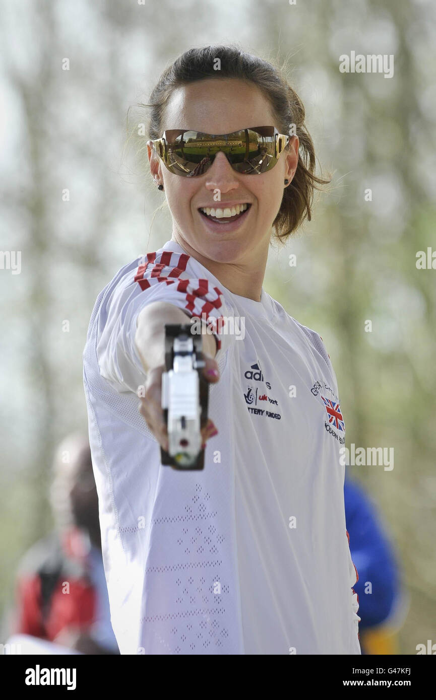 Sport pentathlon half length mid smiling mangsm hi-res stock ...