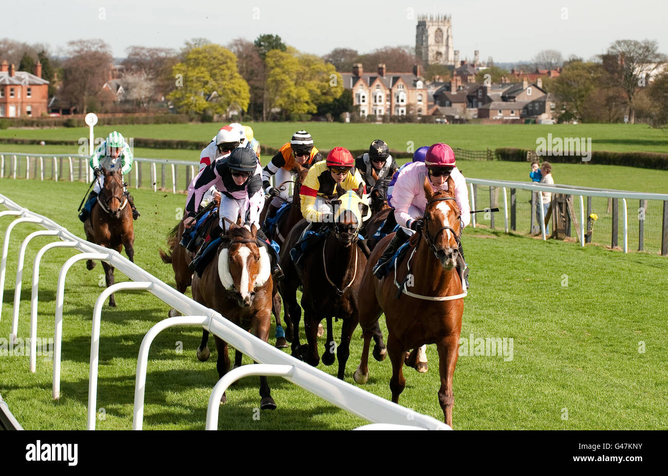 The field race down the home straight during Welcome Back To Beverley ...
