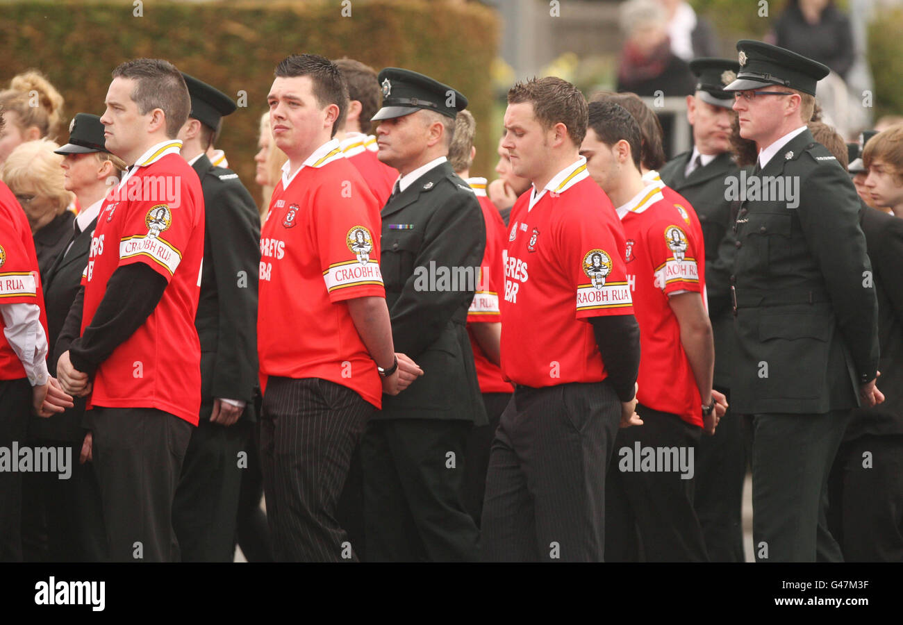 Ulster bombing. PSNI officers and GAA players attend the funeral of ...