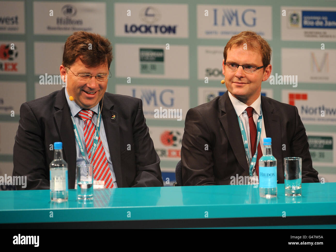 UEFA's Martin Kallen (left) and Chairman of Poland 2012 Marcin Herra ...
