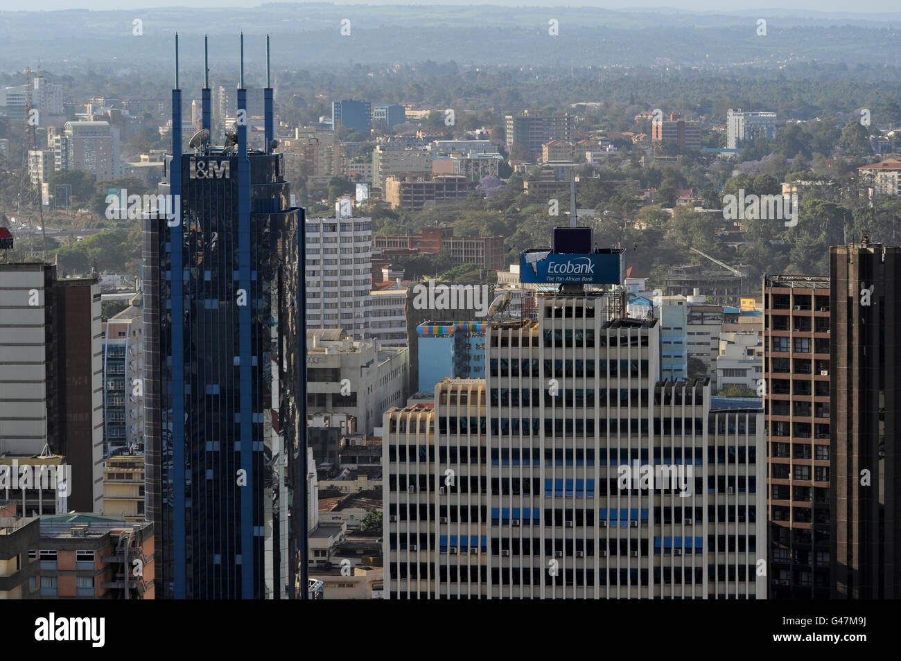 KENYA Nairobi, buildings in city centre, Ecobank building / KENIA ...