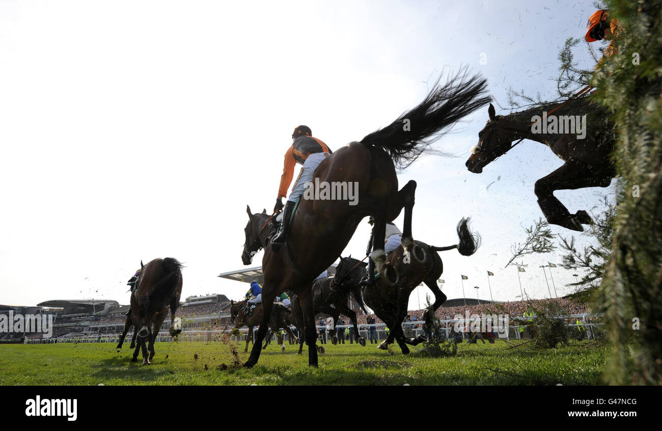 The runners and riders jump the chair during John Smith's Grand ...