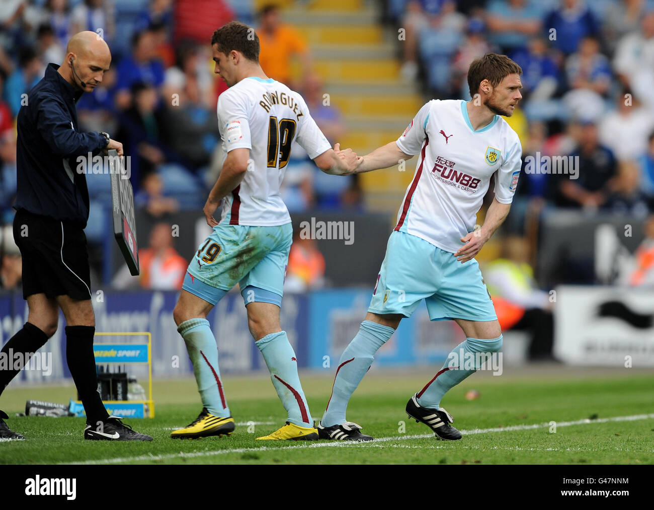 Burnley's Graham Alexander (right) comes on in place of Jay Rodriguez ...