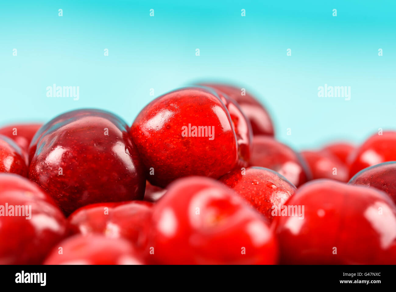 Fresh Red Cherry Fruits Closeup Stock Photo - Alamy