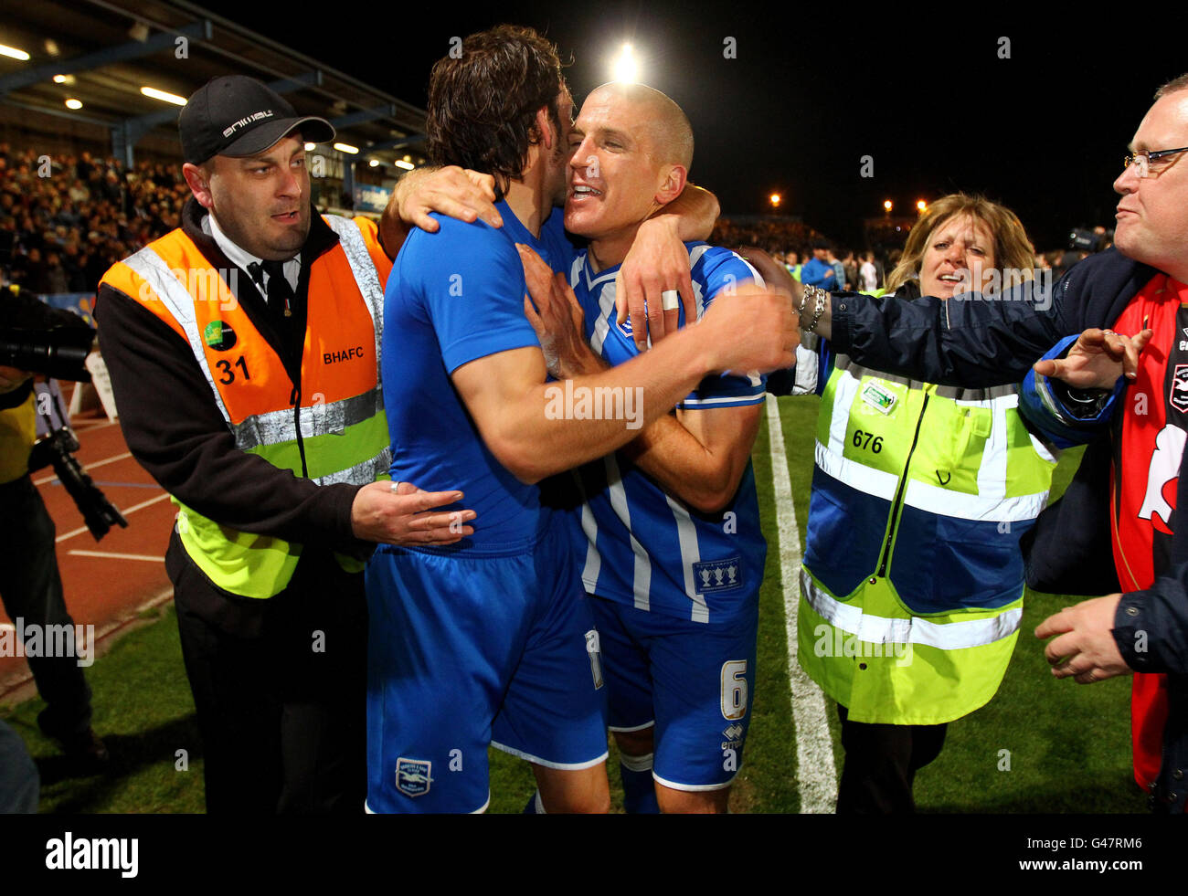 Brighton players Inigo Calderon (left) and Adam El-Abd celebrate ...