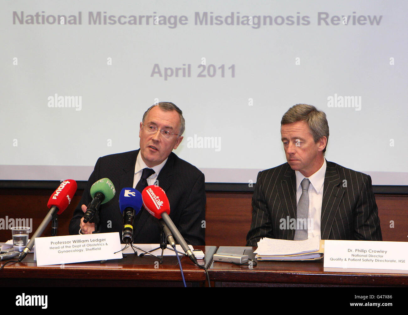 (Left to Right) Professor William Ledger and Dr Philip Crowley hold a ...