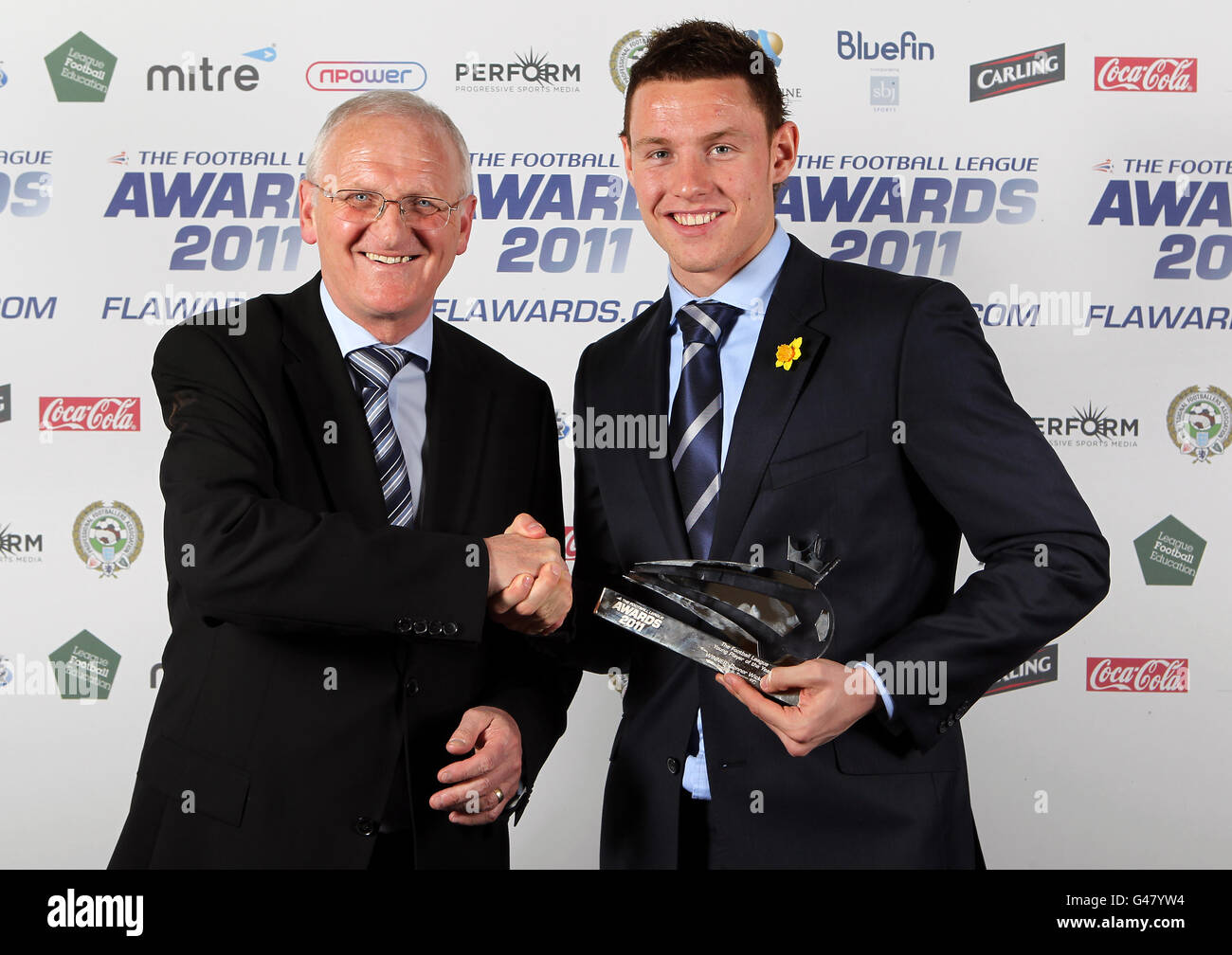 Ipswich Town's Connor Wickham (right) with his award for the Football ...