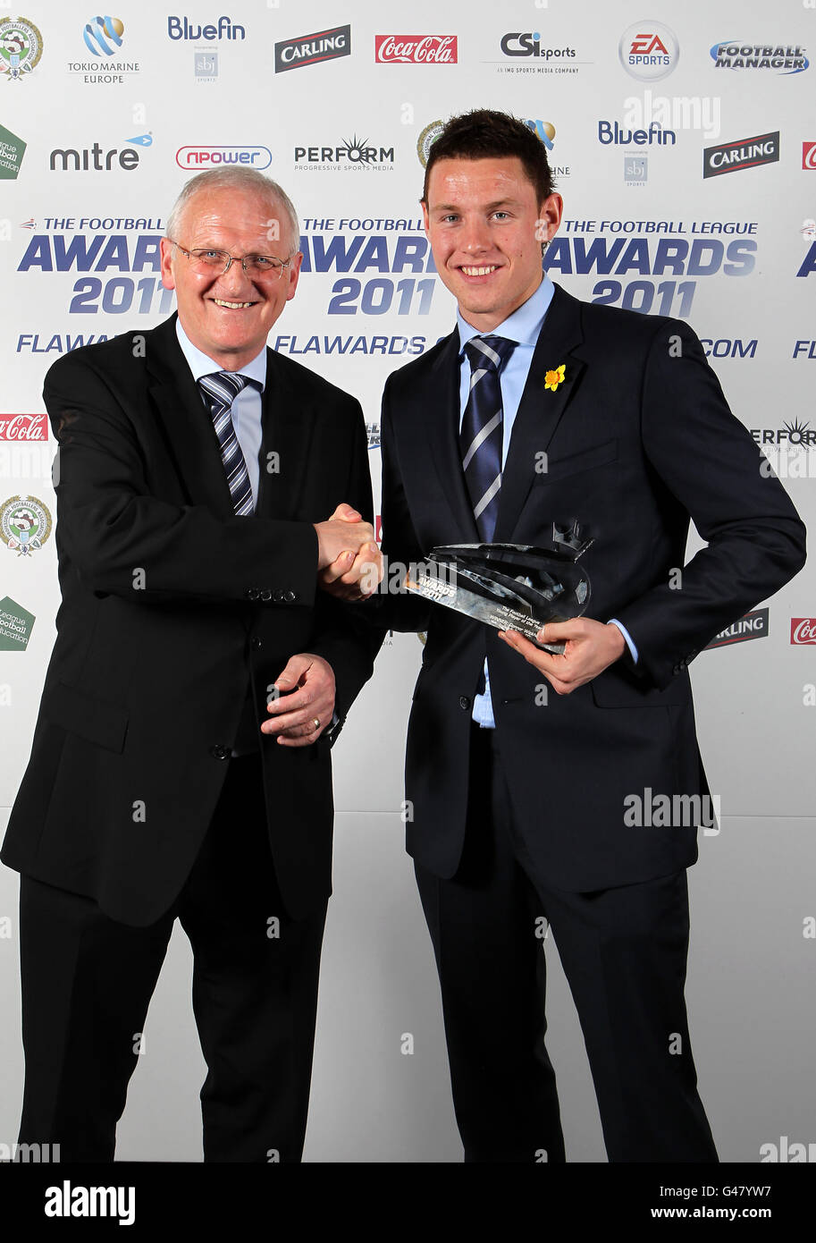 Ipswich Town's Connor Wickham (right) with his award for the Football ...