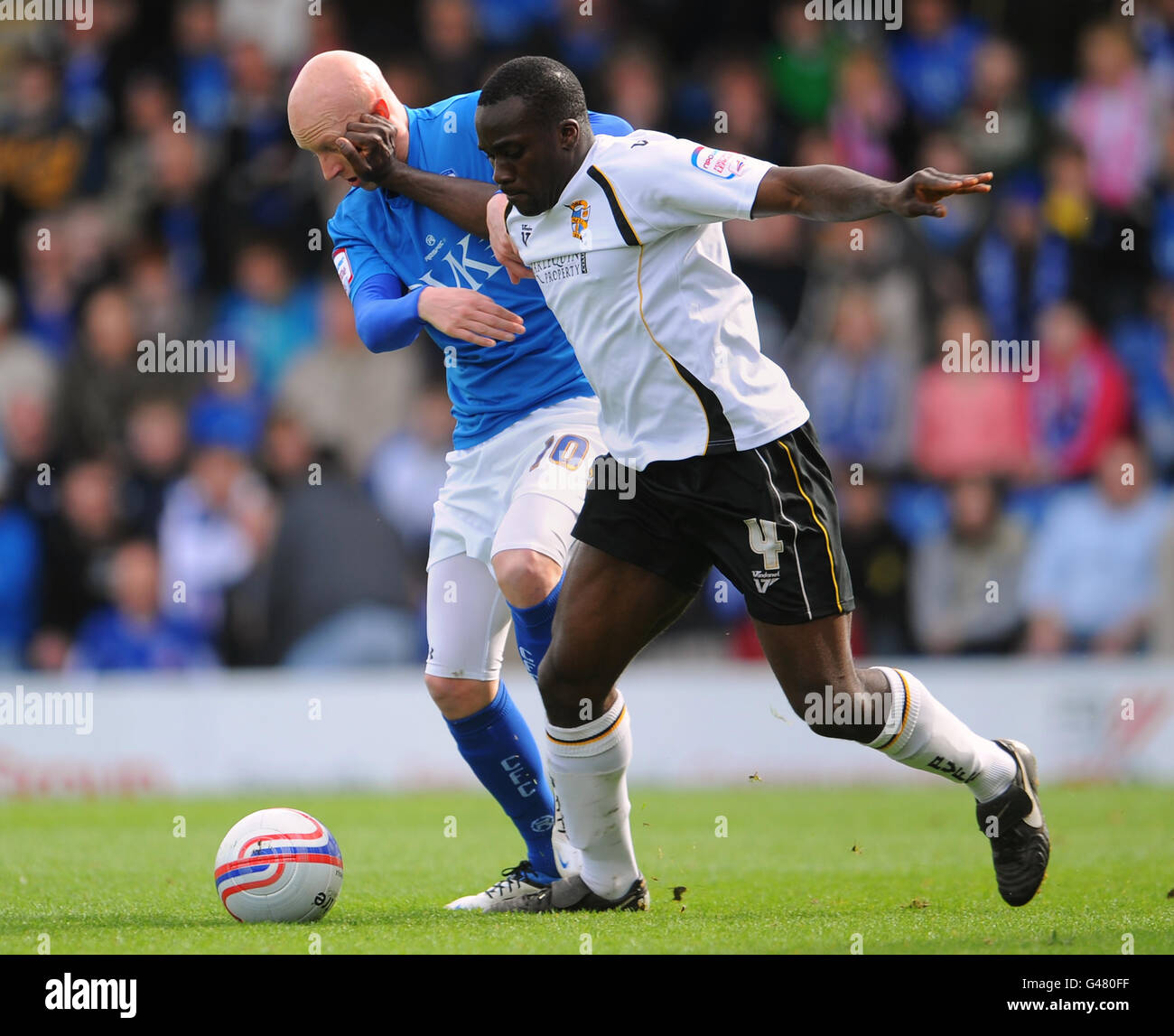 Chesterfield's Danny Whitaker and Port Vale's Anthony Griffith (right ...