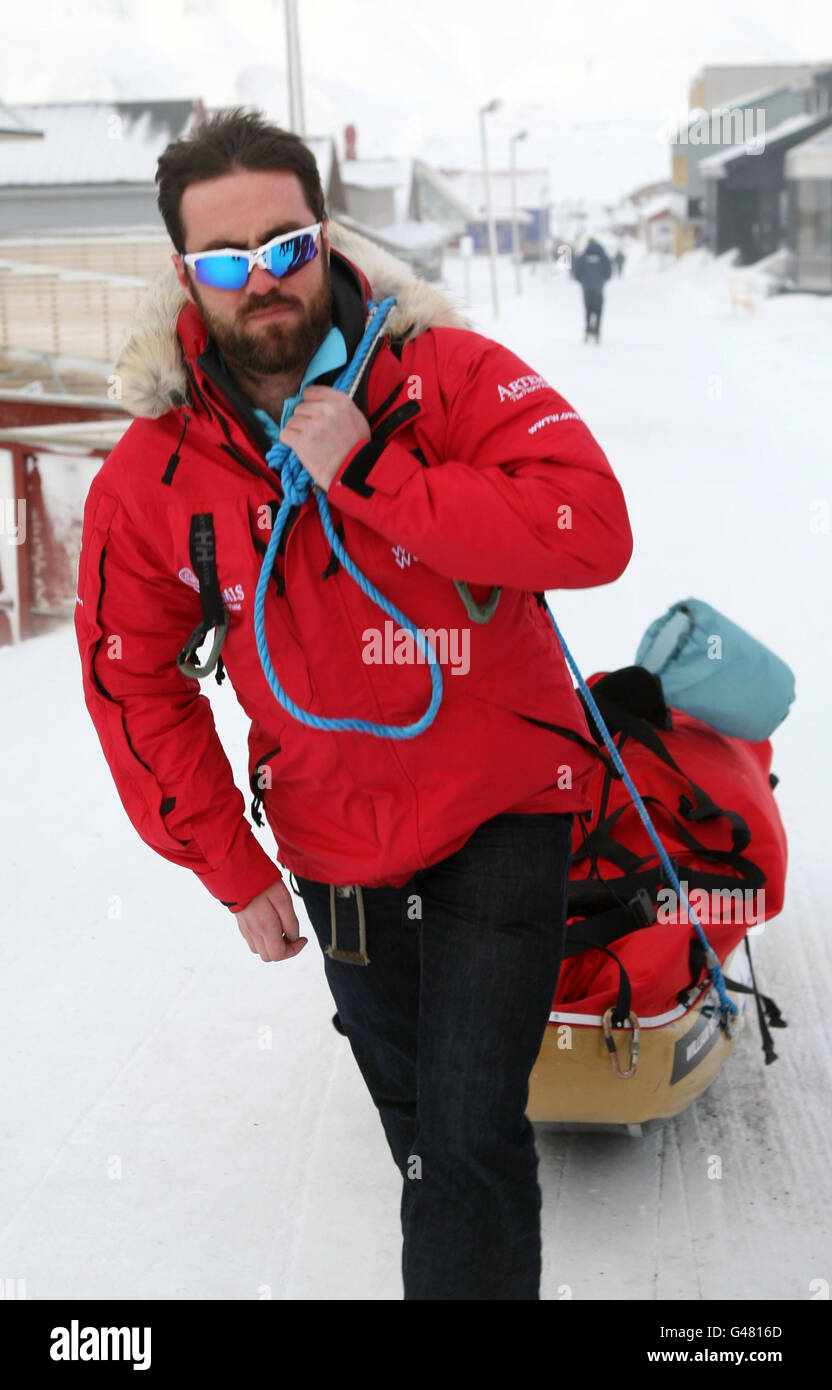 Martin Hewitt departs for the airport to load his kit before the flight ...