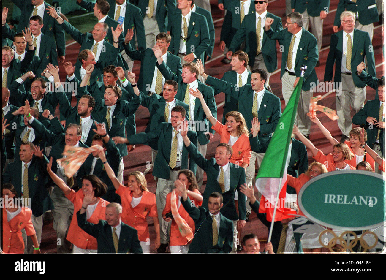 Members of the Irish team turn to acknowledge the applause of the crowd ...