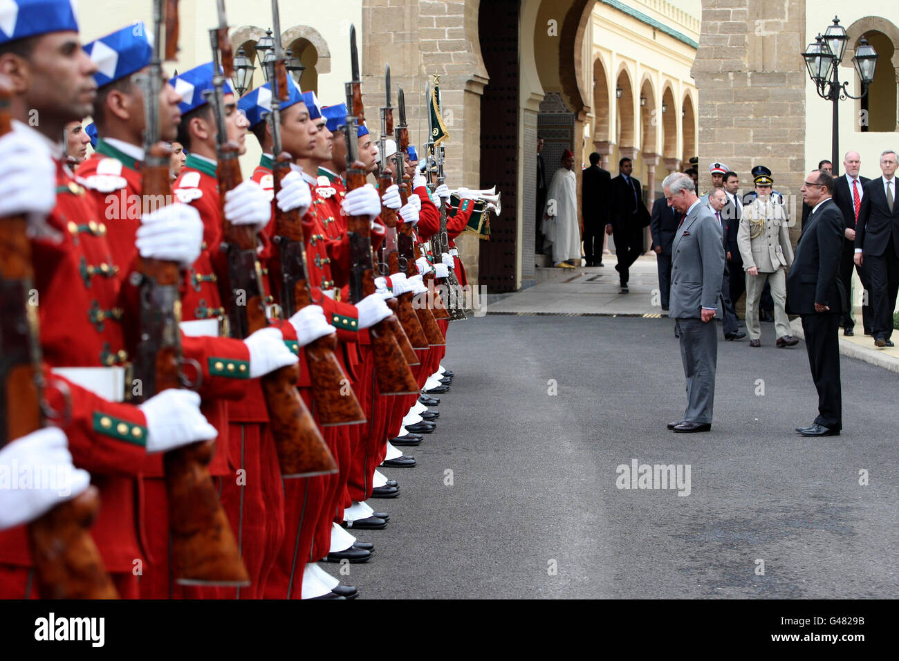 The Prince of Wales, alongside Director of Royal Protocol Mr Jawad ...