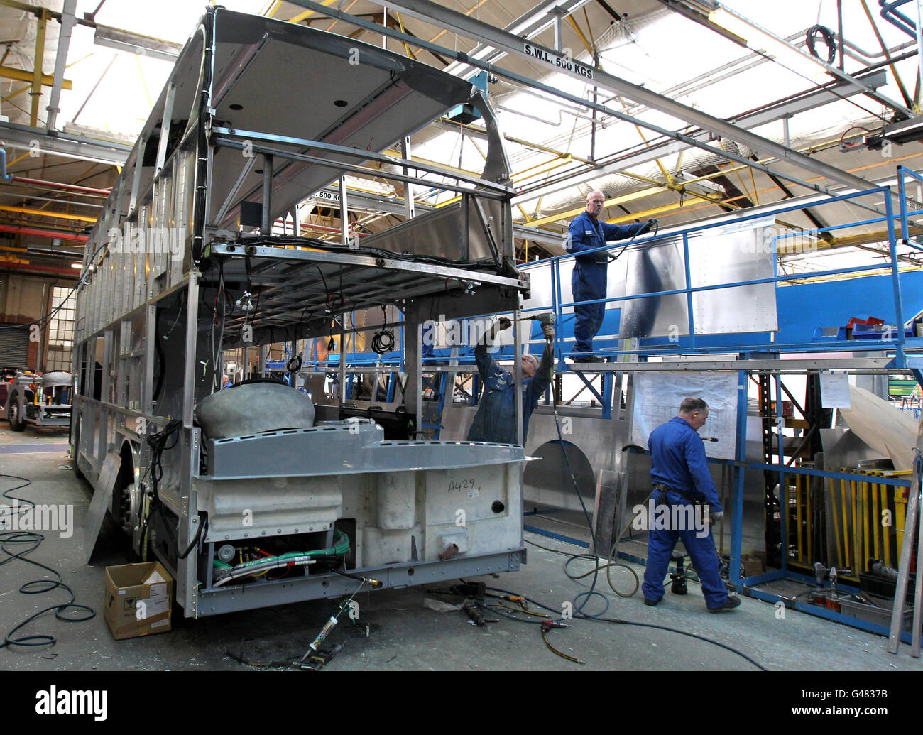 The factory floor of alexander dennis bus builders in falkirk hi-res ...