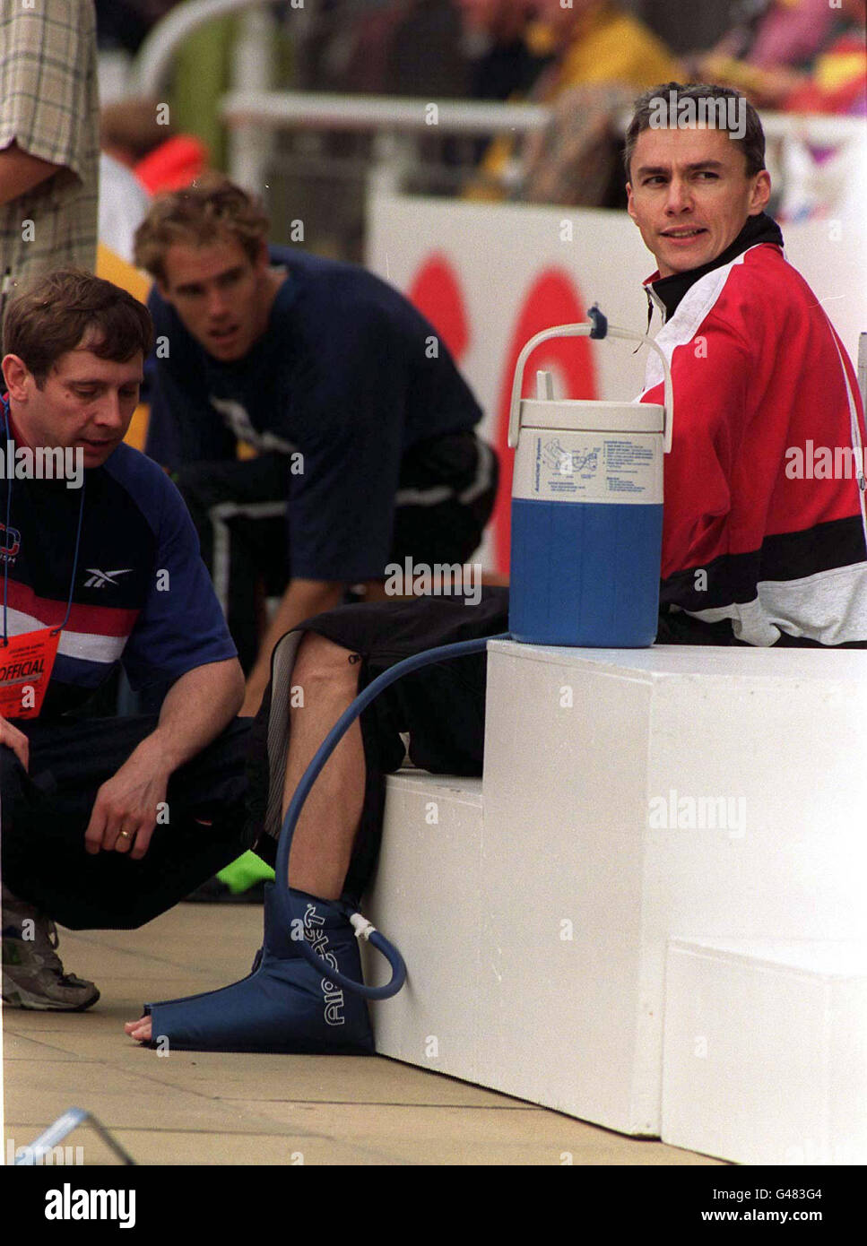 Athletics Edwards injury Stock Photo - Alamy