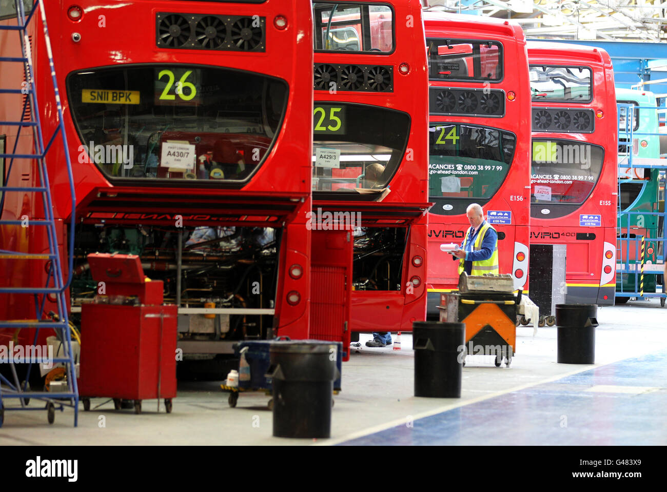 Pictured is the factory floor of Alexander Dennis bus builders in ...