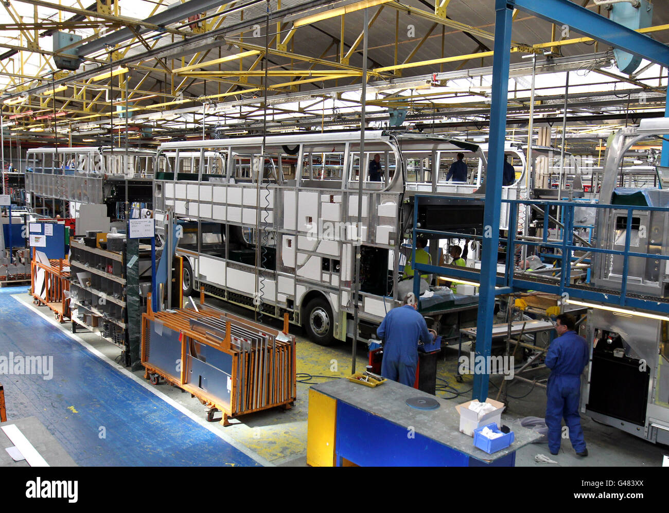 Pictured is the factory floor of Alexander Dennis, bus builders in ...