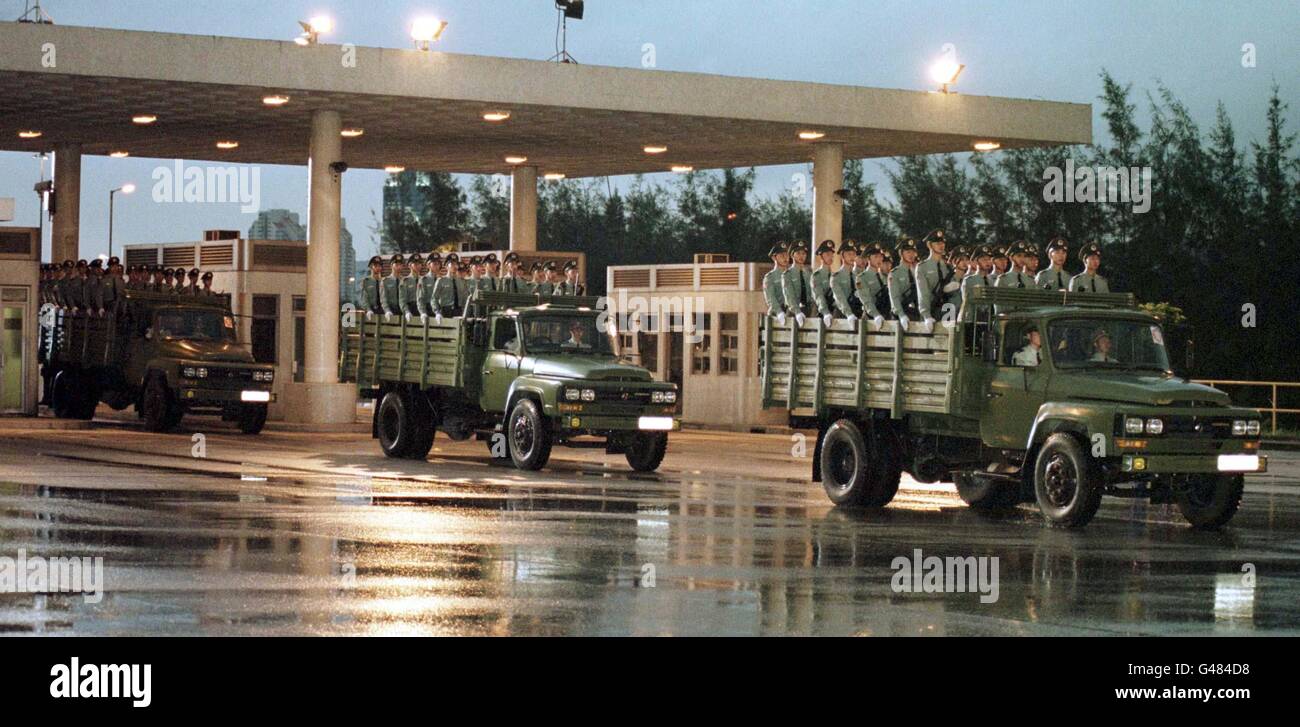 The People's Liberation Army of China, cross the border into Hong Kong ...