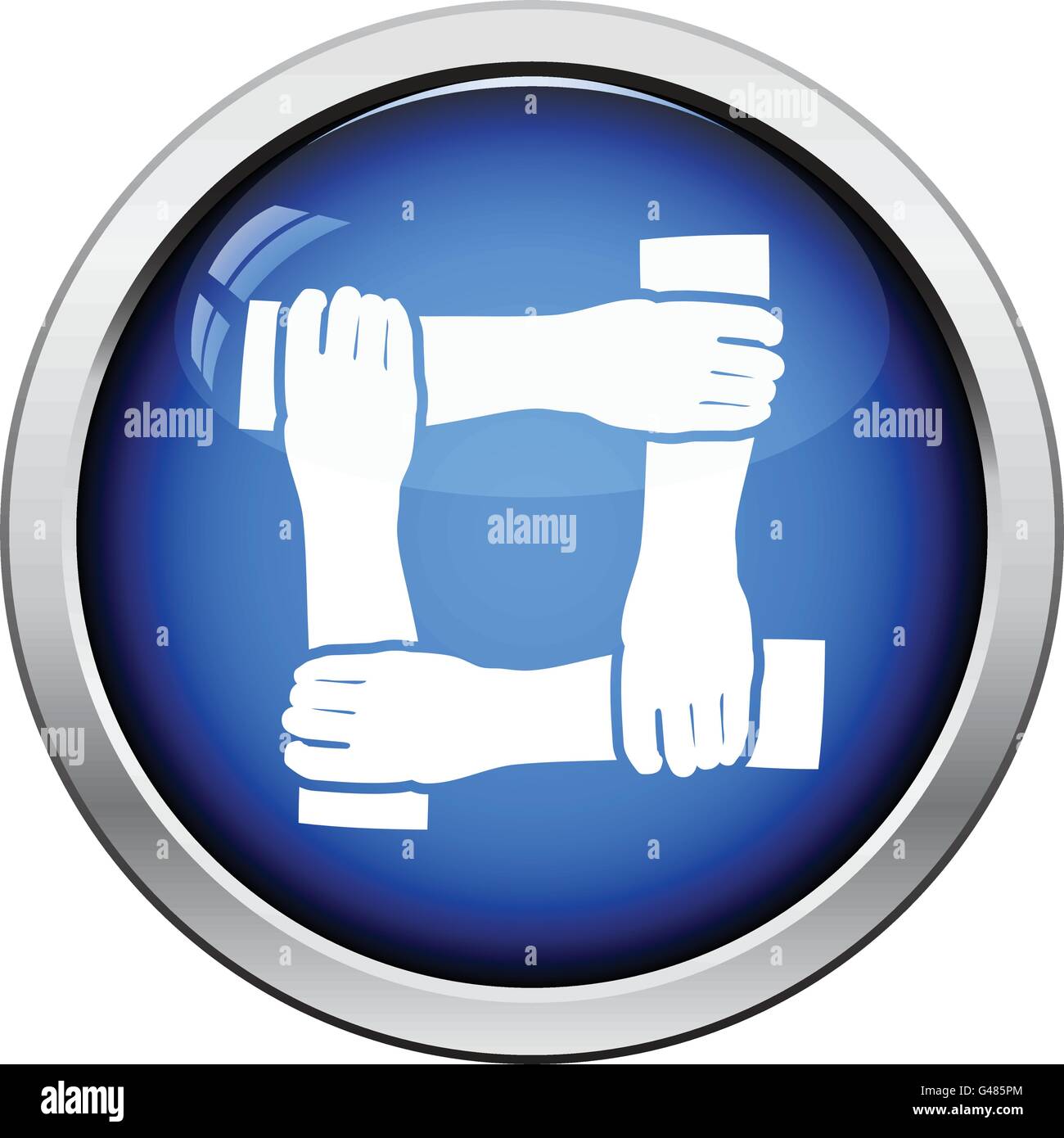 Crossed hands icon. Glossy button design. Vector illustration Stock ...