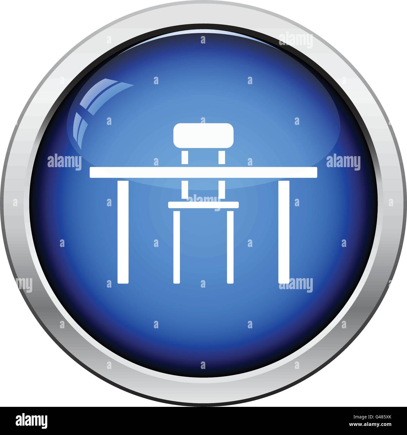Table and chair icon. Glossy button design. Vector illustration Stock ...