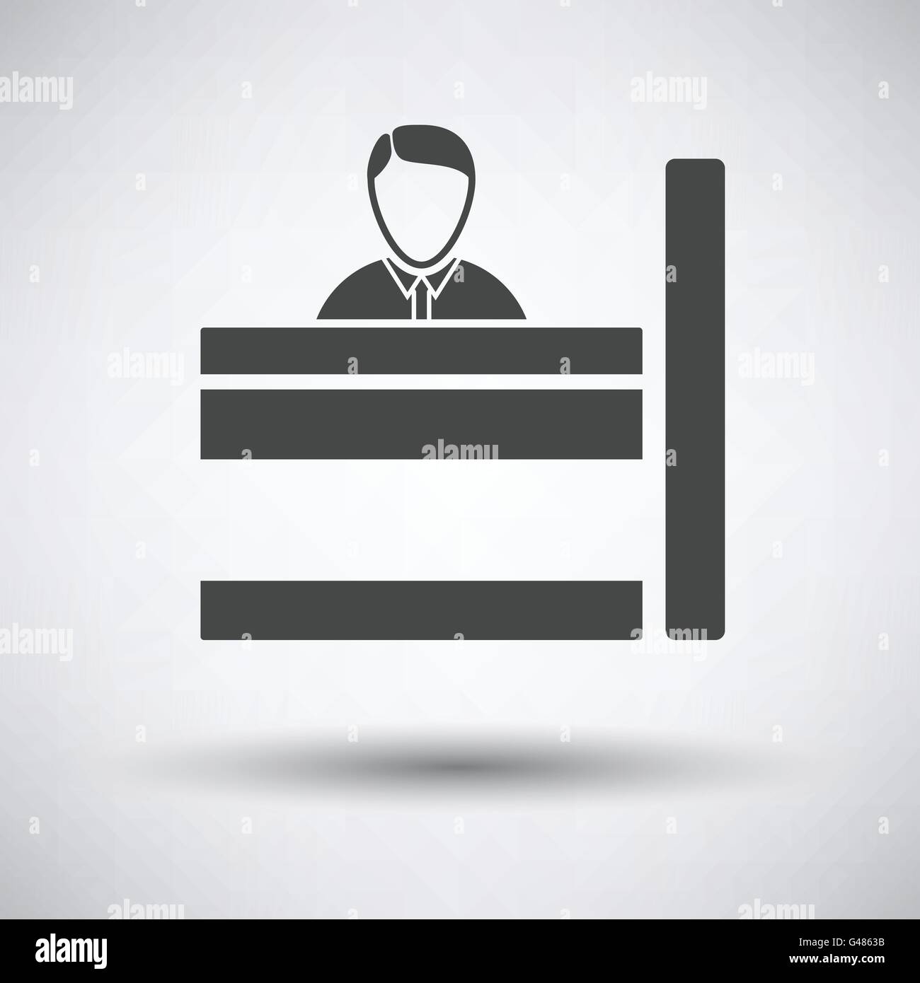 Bank clerk icon on gray background, round shadow. Vector illustration ...