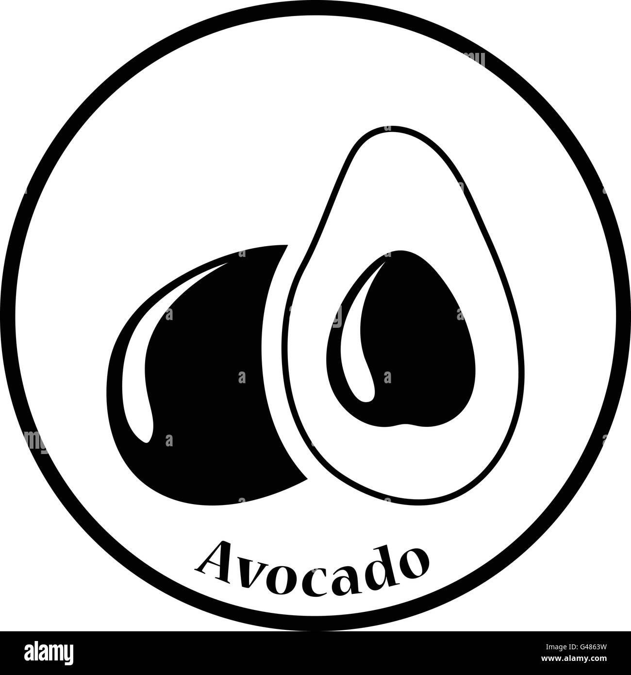 Avocado icon. Thin circle design. Vector illustration Stock Vector ...