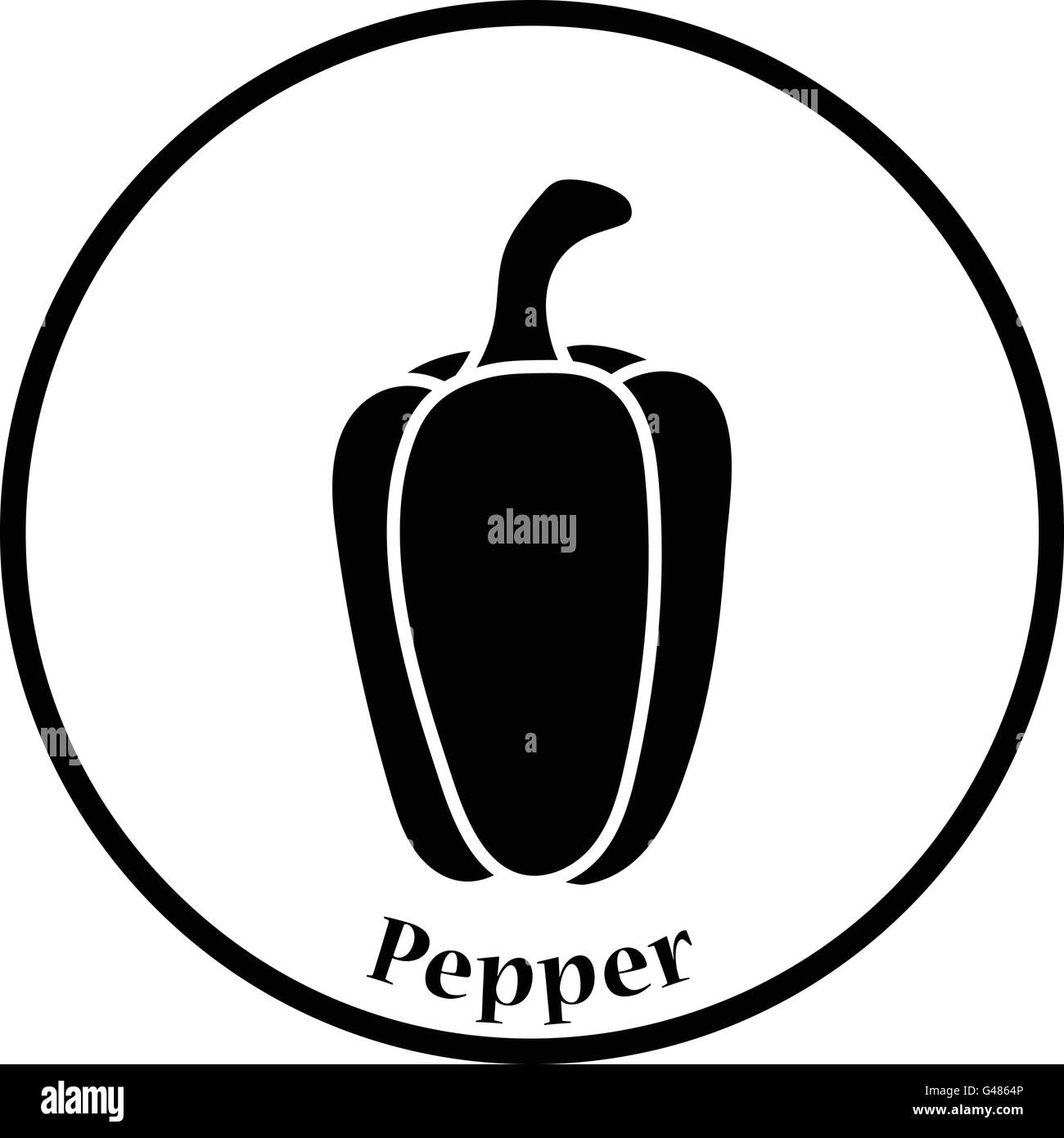 Pepper icon. Thin circle design. Vector illustration Stock Vector Image ...