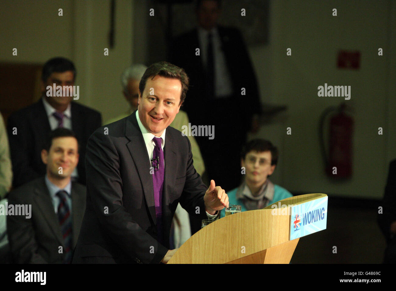 David Cameron delivers a speech during a visit to the Bishop David ...