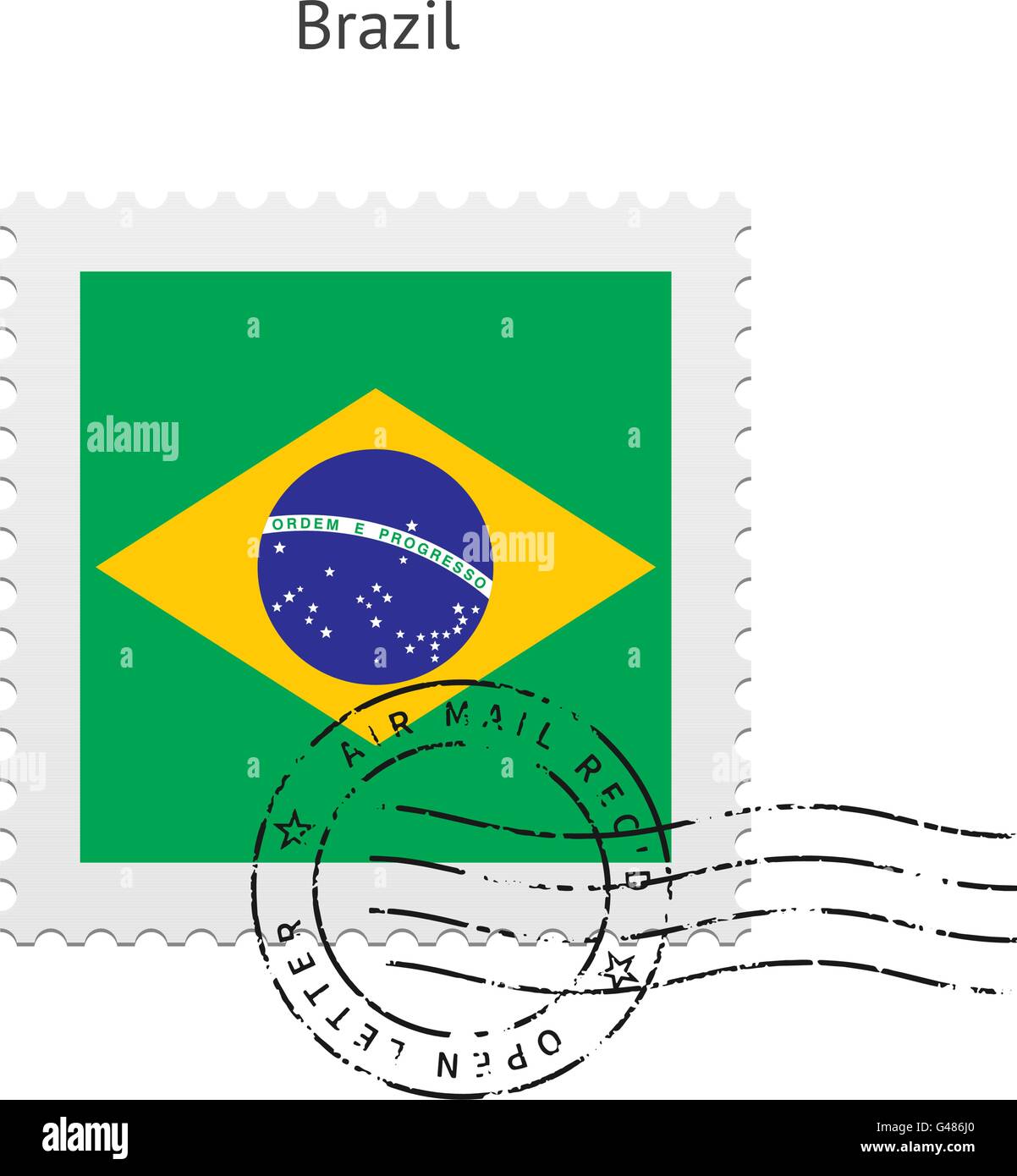 Brazil Flag Postage Stamp Stock Vector Image & Art - Alamy
