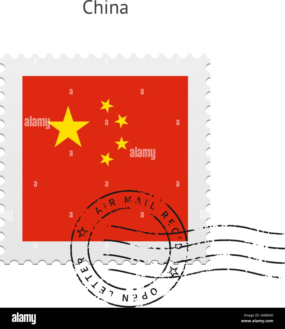 China Flag Postage Stamp Stock Vector Image & Art - Alamy