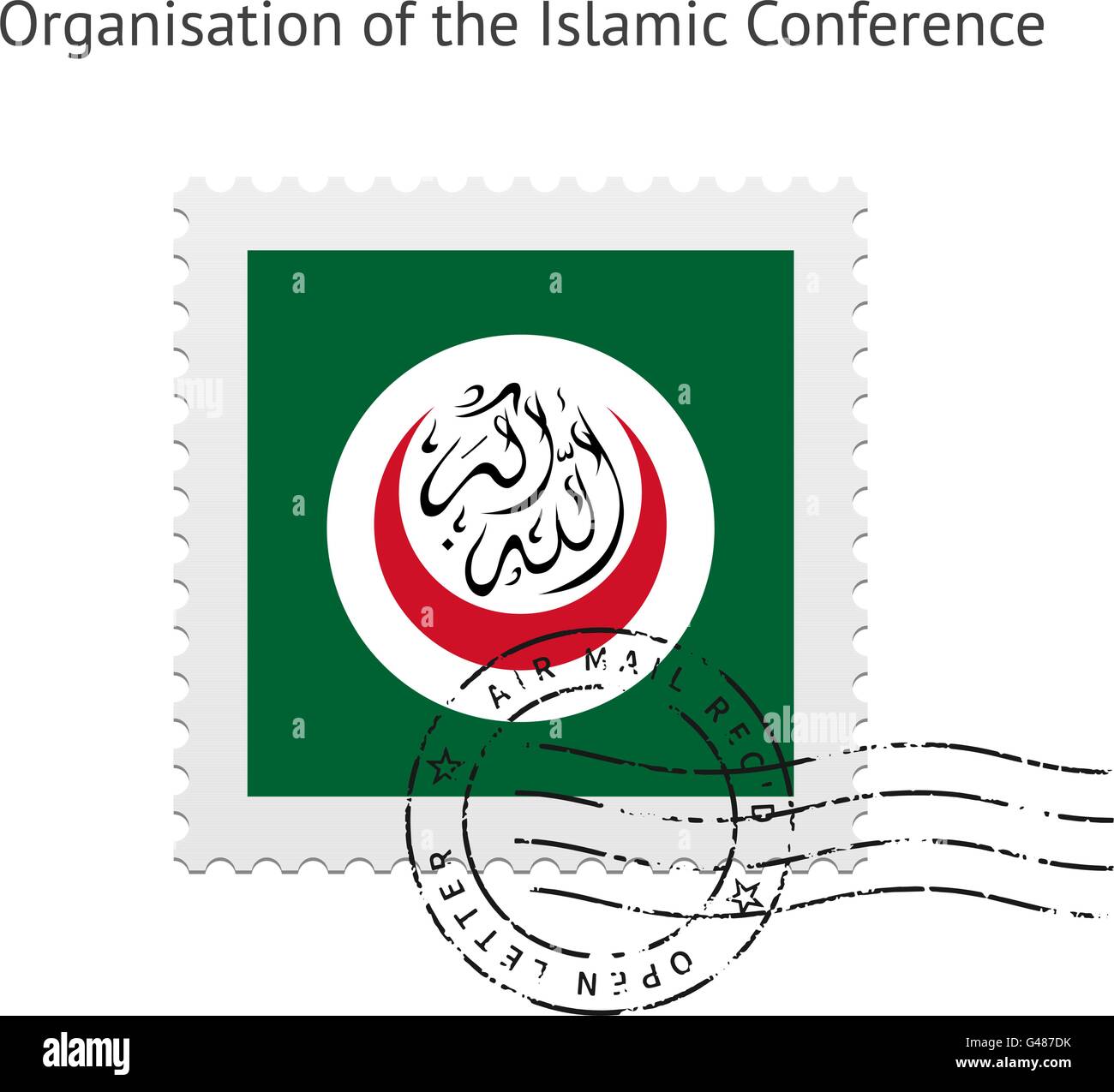 Organisation of the Islamic Conference Flag Postage Stamp Stock Vector ...
