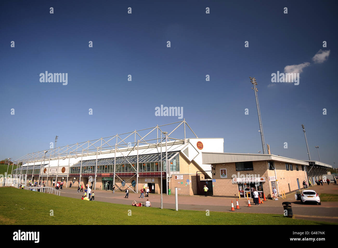 General view of the exterior of Sixfields Stadium, home to Northampton ...