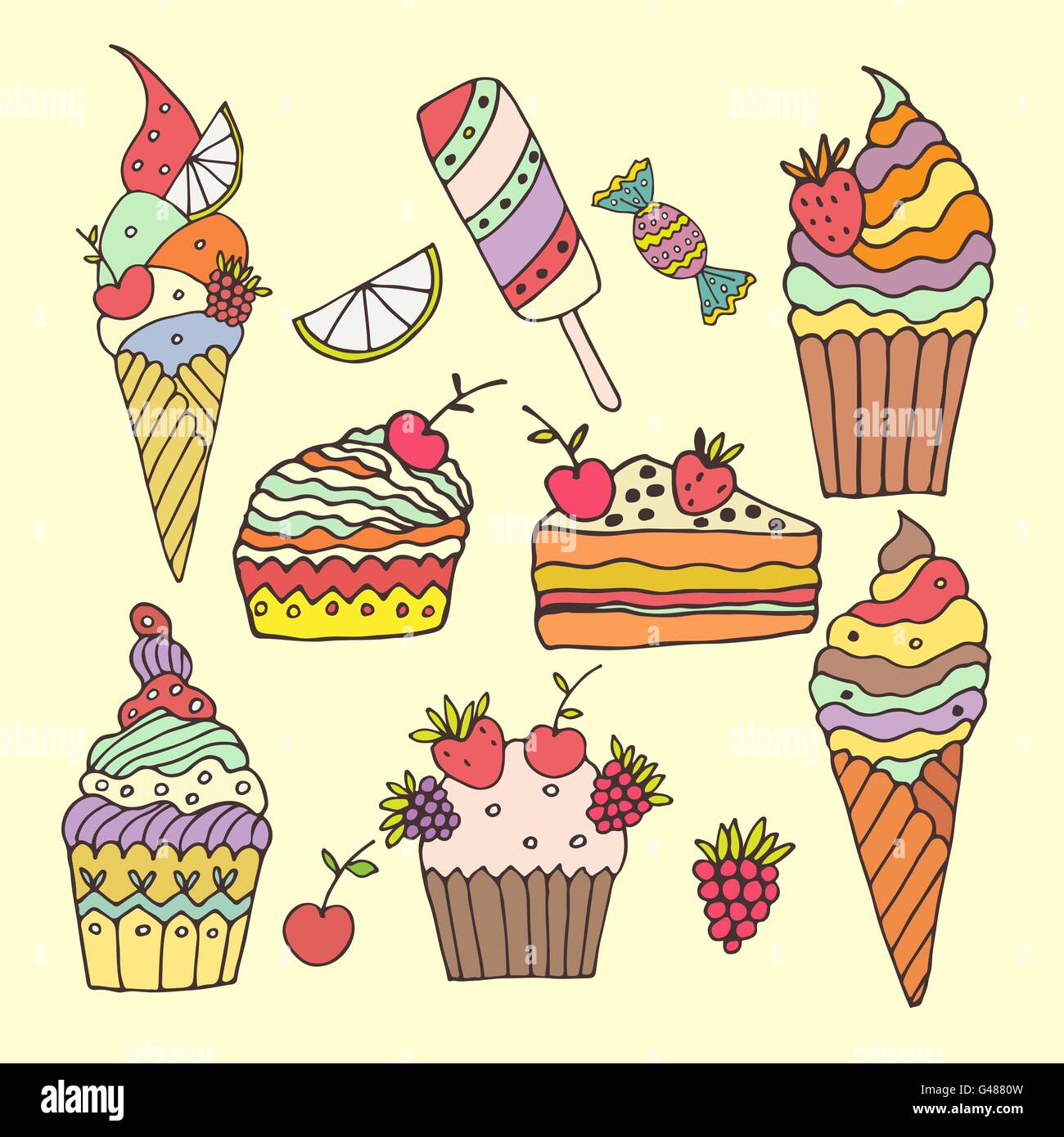 ice cream and cake Stock Vector Image & Art - Alamy