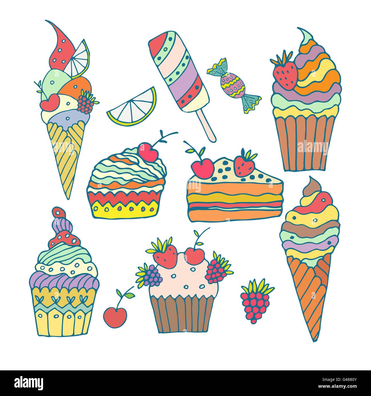 ice cream and cake Stock Vector Image & Art - Alamy