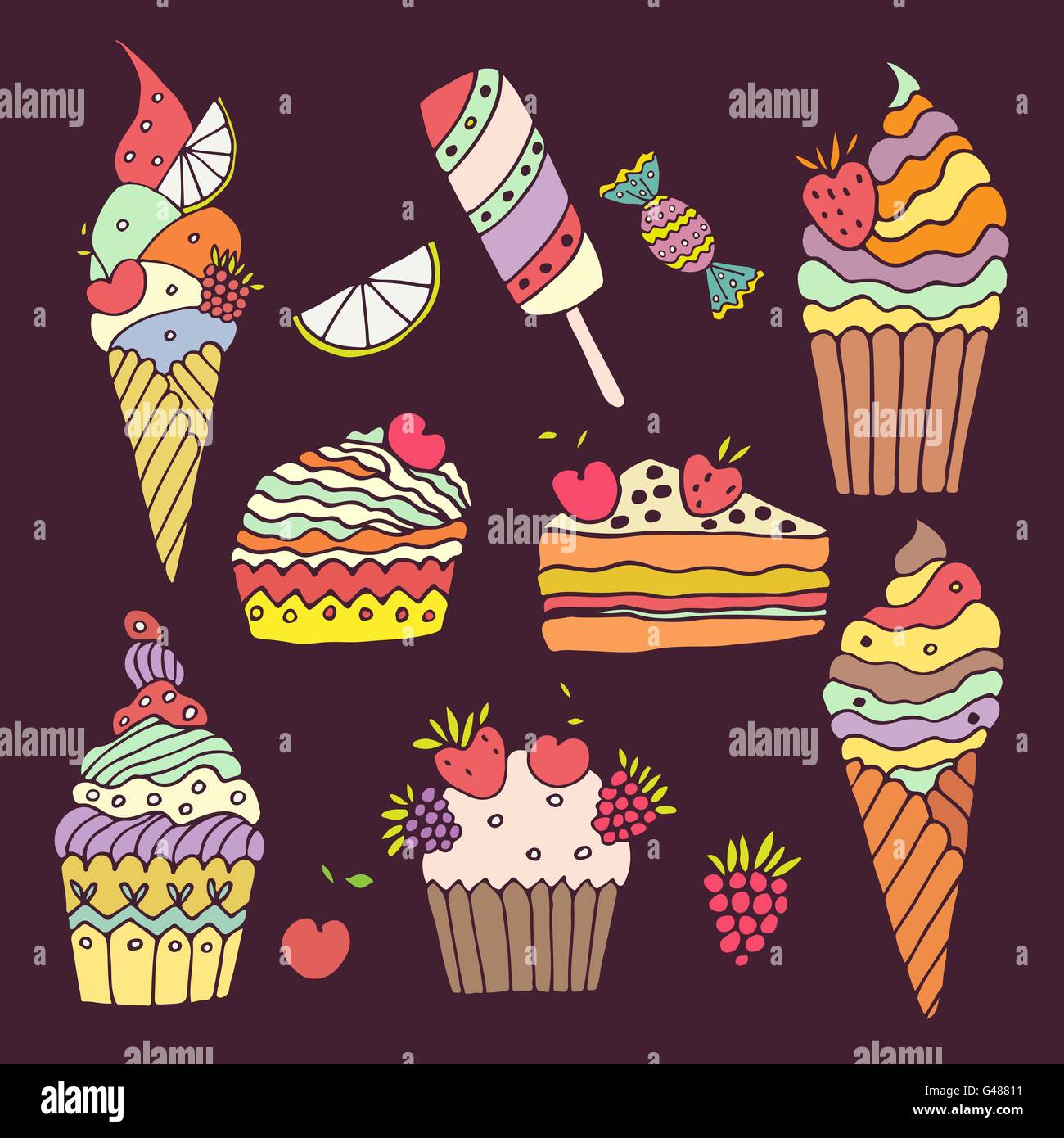 ice cream and cake Stock Vector Image & Art - Alamy