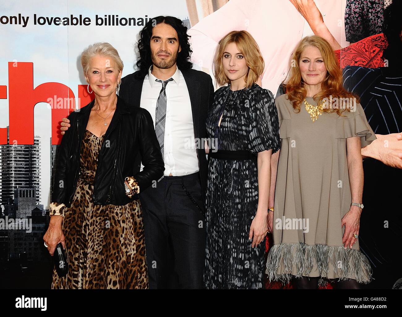 (left to right) Dame Helen Mirren, Russell Brand, Greta Gerwig and ...